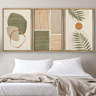 IDEA4WALL Mid Century Modern Boho Organic Tropical Leaf Abstract Framed Canvas 3 Pieces Print ...
